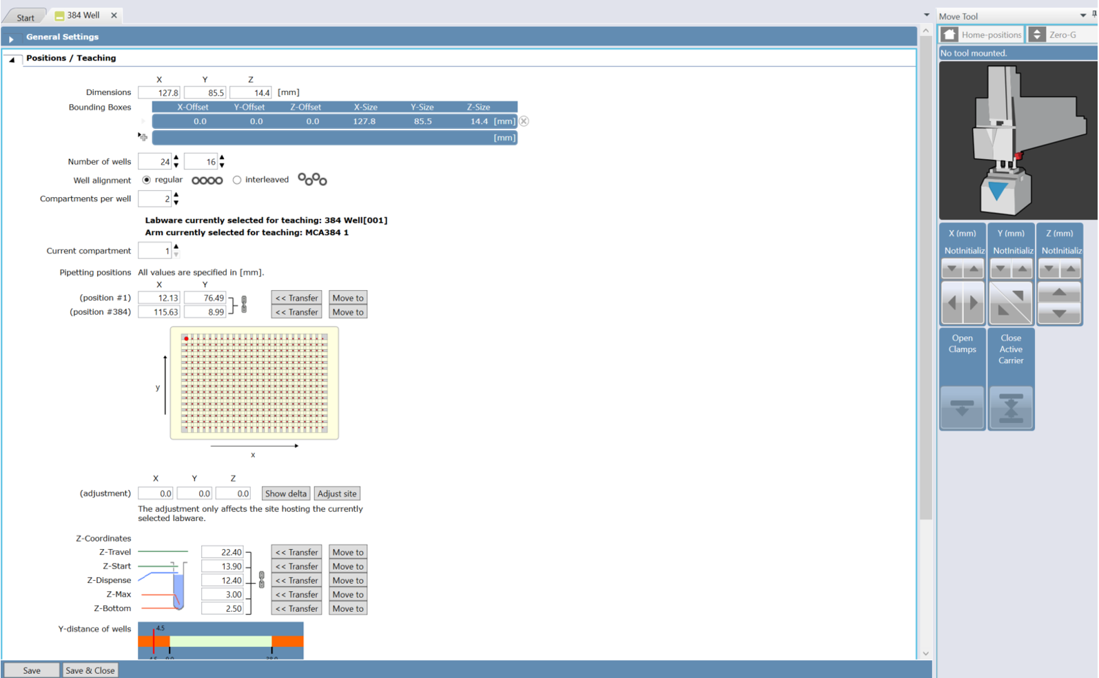 How to teach multiple compartments for pipetting with different arms