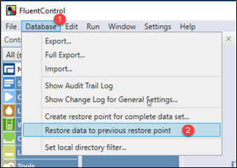 How to restore the database to a previous version