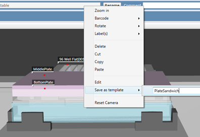 How to create a stacked labware on the worktable and save it as a template