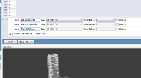 How to create a stacked labware on the worktable and save it as a template
