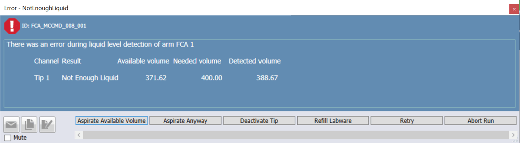 Calculation of an available and dead volume in FluentControl™
