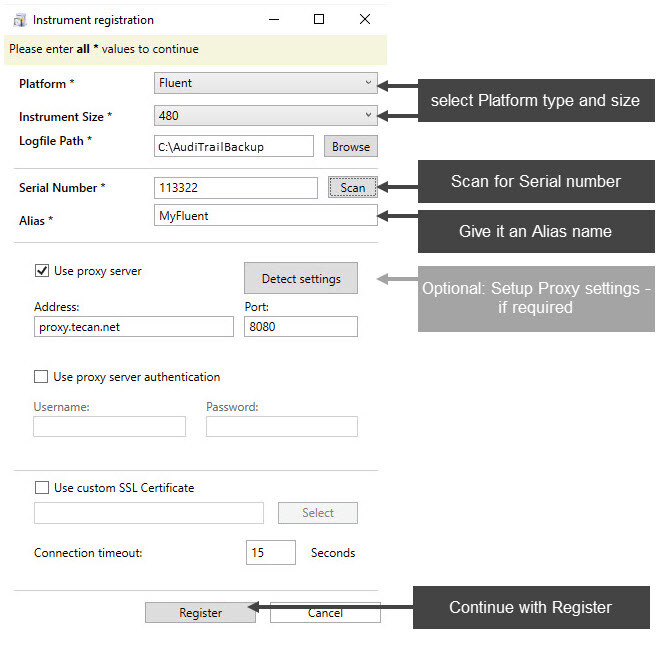 Introspect installation and instrument registration