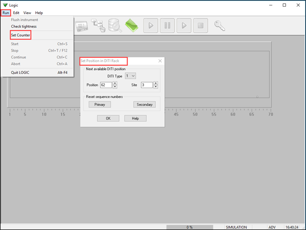 How to change the location of the next available DiTi in EVO Logic™