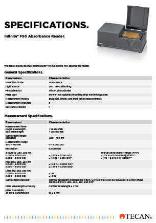 Download: Specifications of the Infinite F50 Absorbance Reader ...